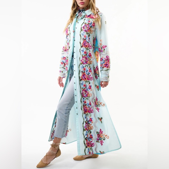 Aratta | Dresses | Sky Blue Gianna Maxi Duster In Cotton Luxury ...